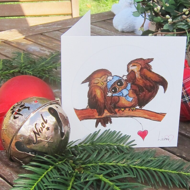 Christmas Cards Set of 4, Cute Animal Christmas Cards, Festive ...