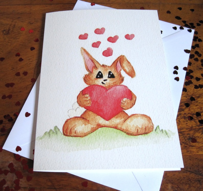 Cute Rabbit Card, Mothers Day Card, Greetings Card, Any Occassion ...