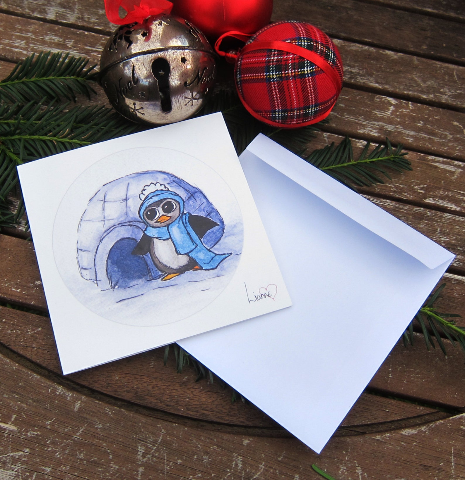 Christmas Cards Set of 4, Cute Animal Christmas Cards, Festive ...