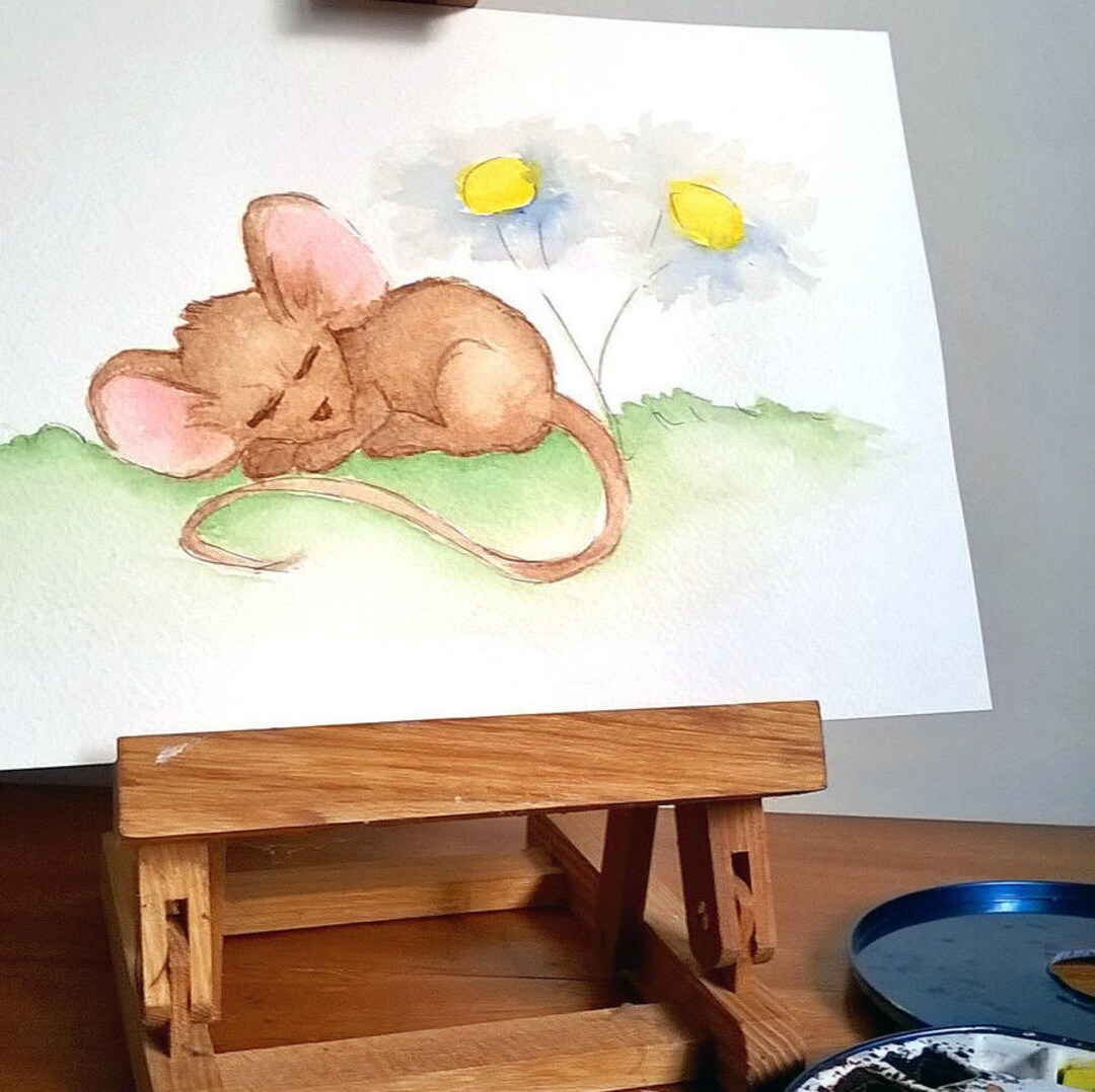 Cute Mouse Original Watercolour Painting, Nursery Room Art, Woodland ...