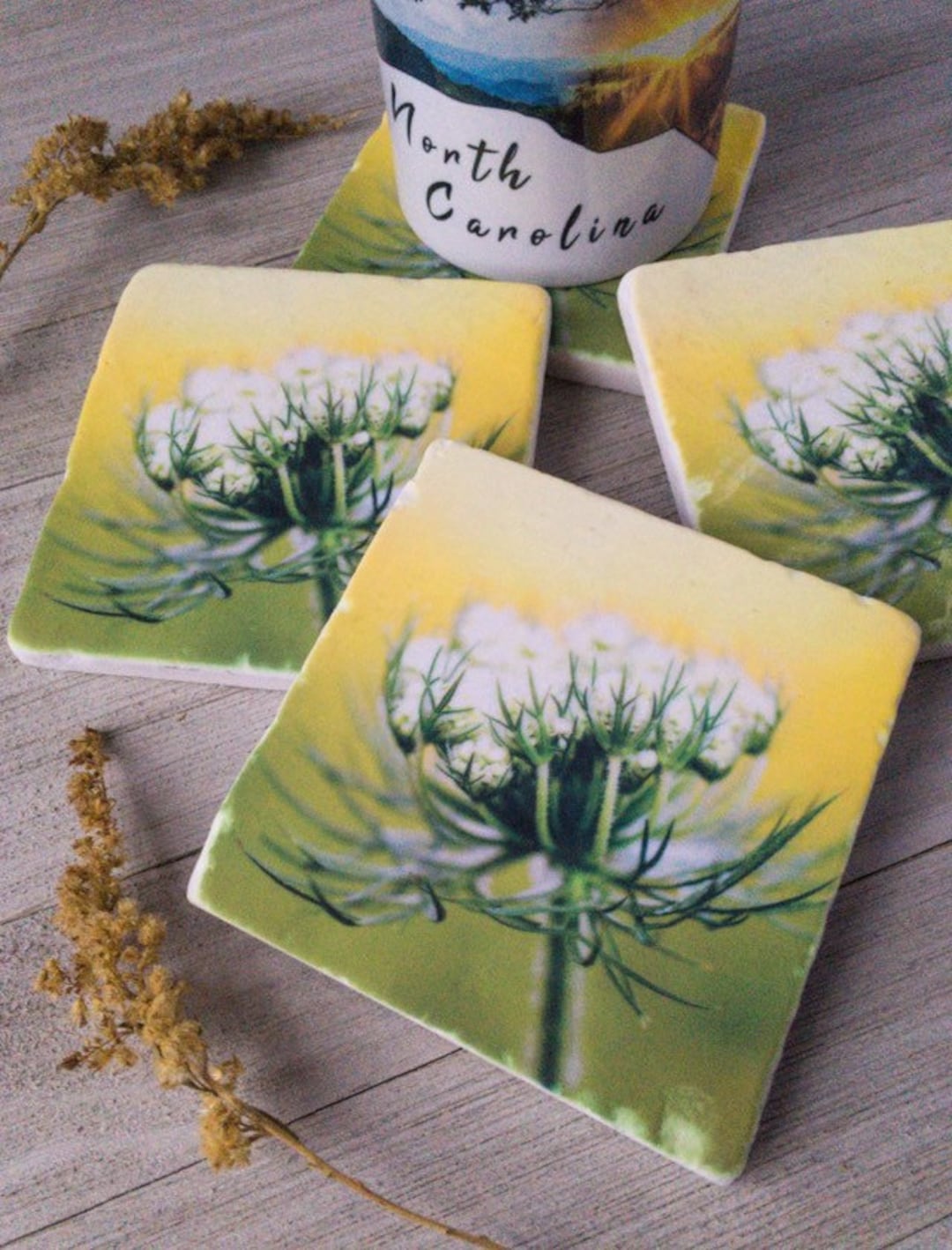 Flowers Coasters ~ Handmade Stone Coaster Set ~ Floral Coasters ...