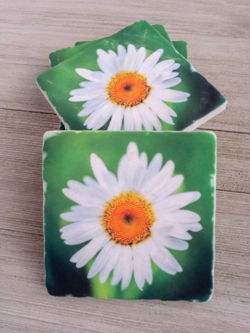 Daisy Flower Coasters Flower Drink Coasters Handmade Stone Coaster Set ...