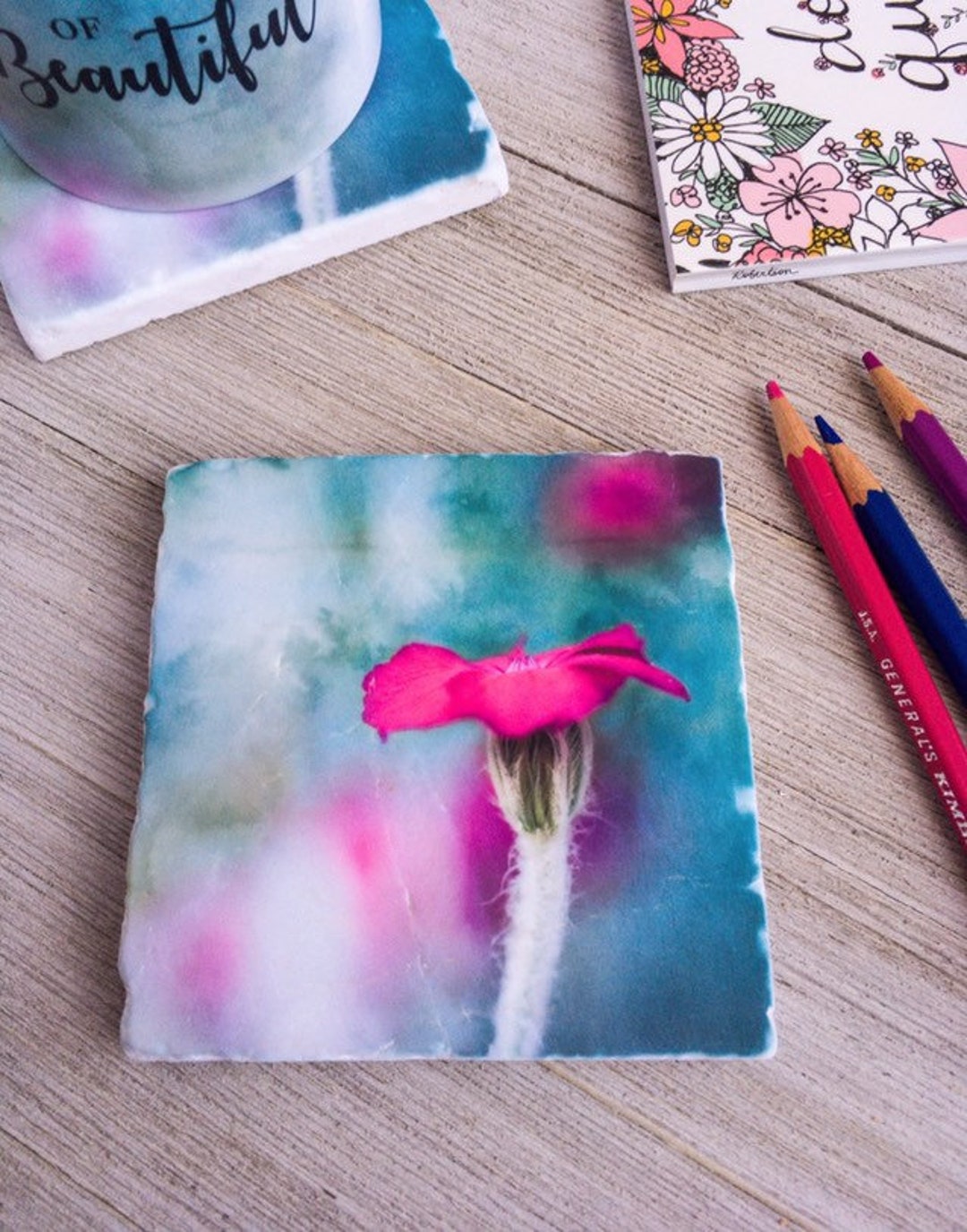 Flower Coasters ~ Watercolor Flower Drink Coasters ~ Handmade Stone ...
