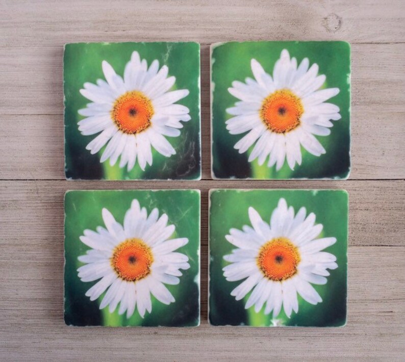 Daisy Flower Coasters Flower Drink Coasters Handmade Stone Coaster Set ...