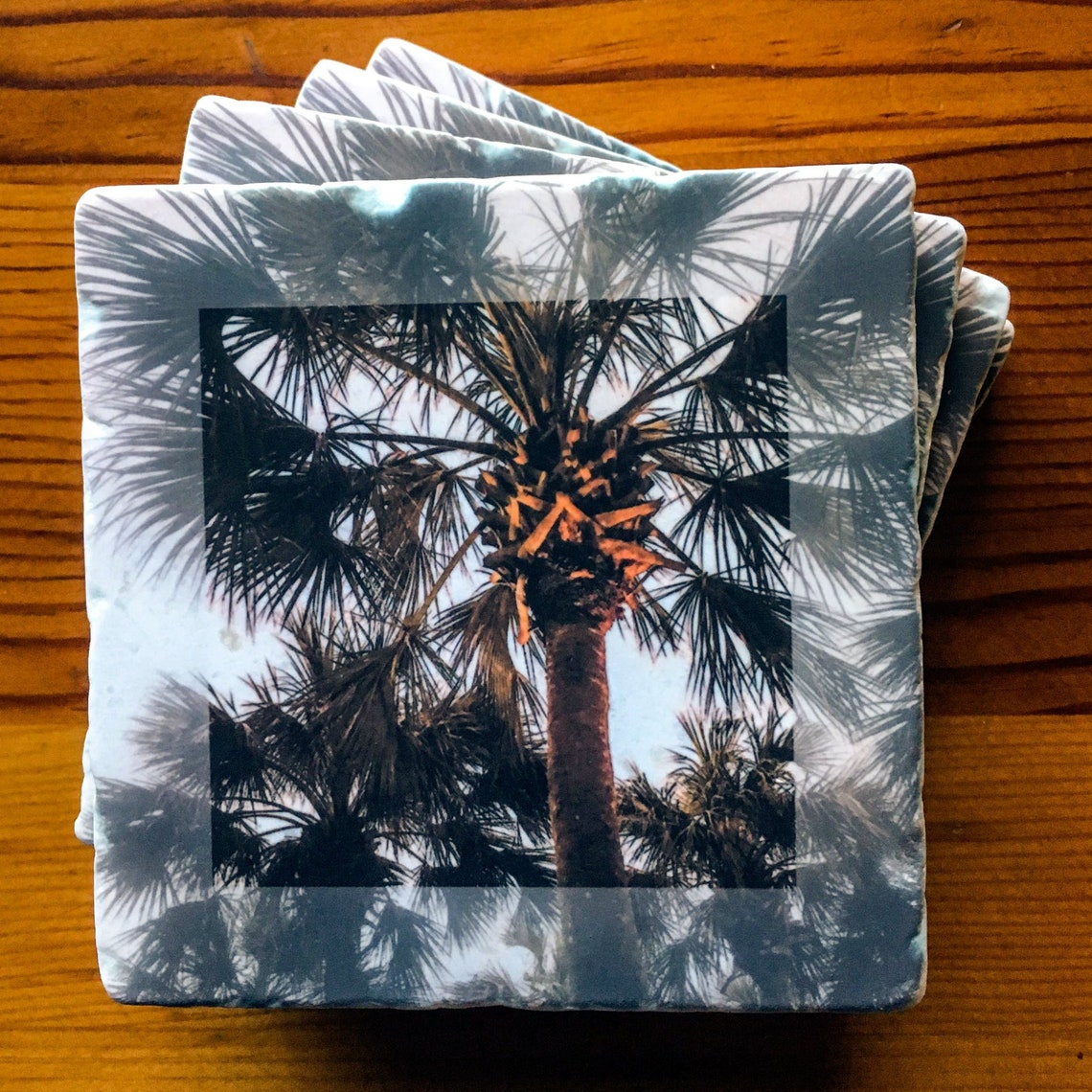 Palm Tree Stone Coasters ~ Set of 4 ~ Handmade Stone Coasters ~ Beach ...