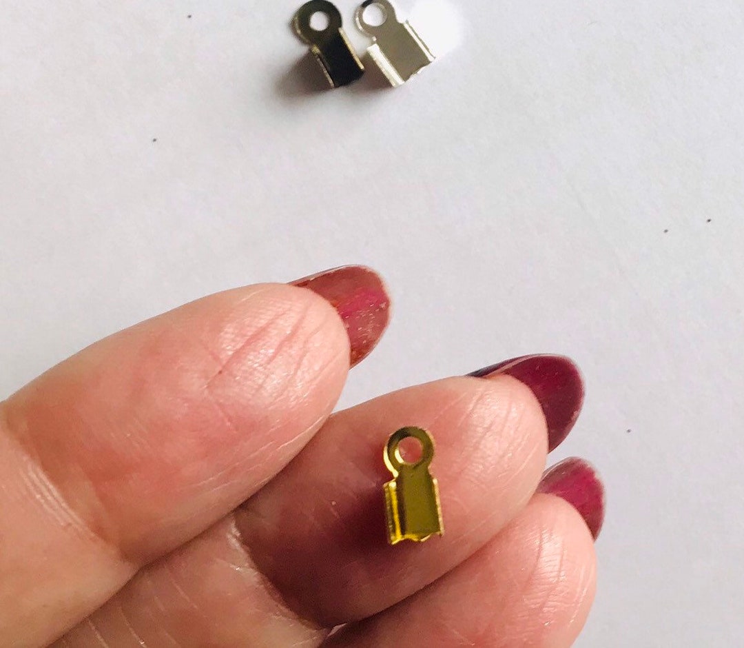 20 Pcs 3x8mm End Crimp Beads Cover Clasps Cord End Caps String Ribbon ...