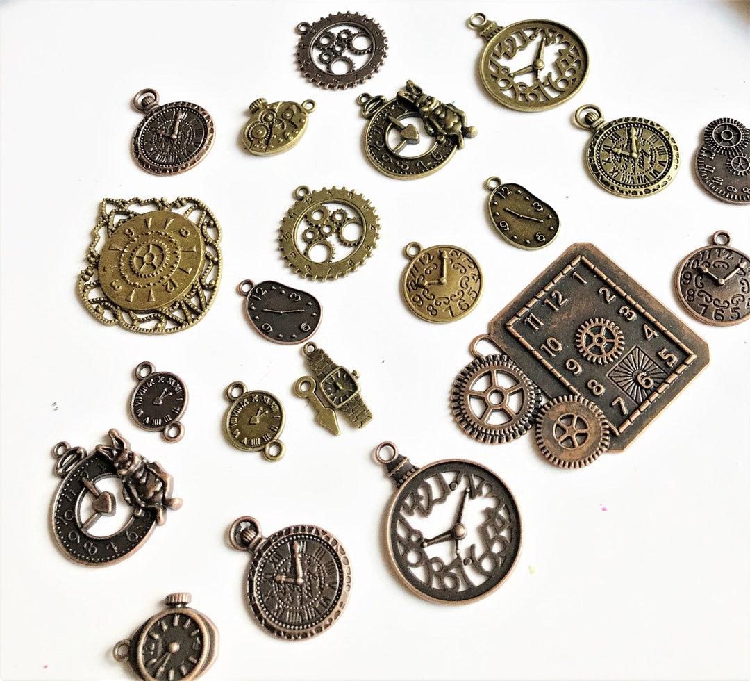 A Set Steampunk Clocks, Keys Charms Vintage Metal Zinc Alloy Mixed ...