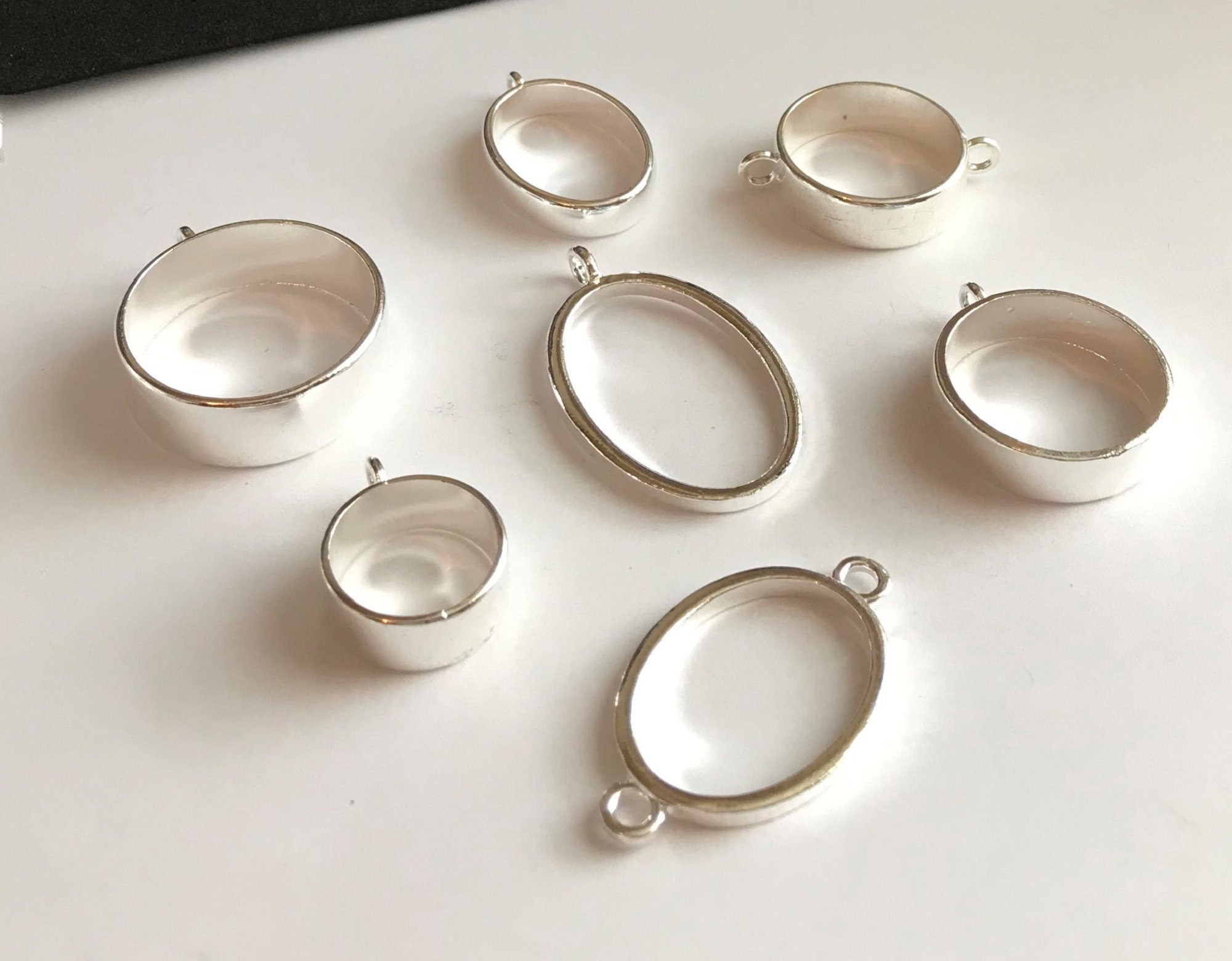 High Polished Silver Plated Open Back Bezel Pendant Round Two - Etsy UK