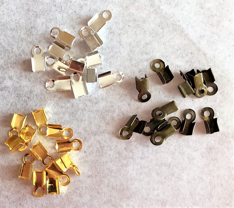 20 Pcs 3x8mm End Crimp Beads Cover Clasps Cord End Caps String Ribbon ...