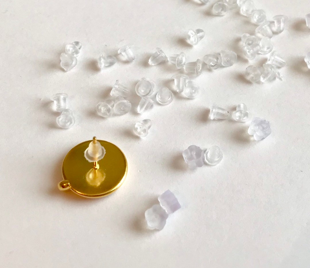 50 Pcs Plastic Back Ear Stud Bullet Plug Back Rubber Plastic Earring ...