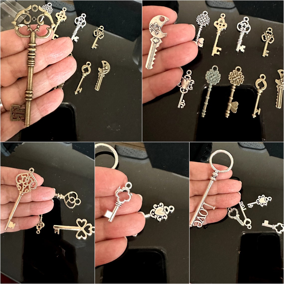 A Set Steampunk Clocks, Keys Charms Vintage Metal Zinc Alloy Mixed ...