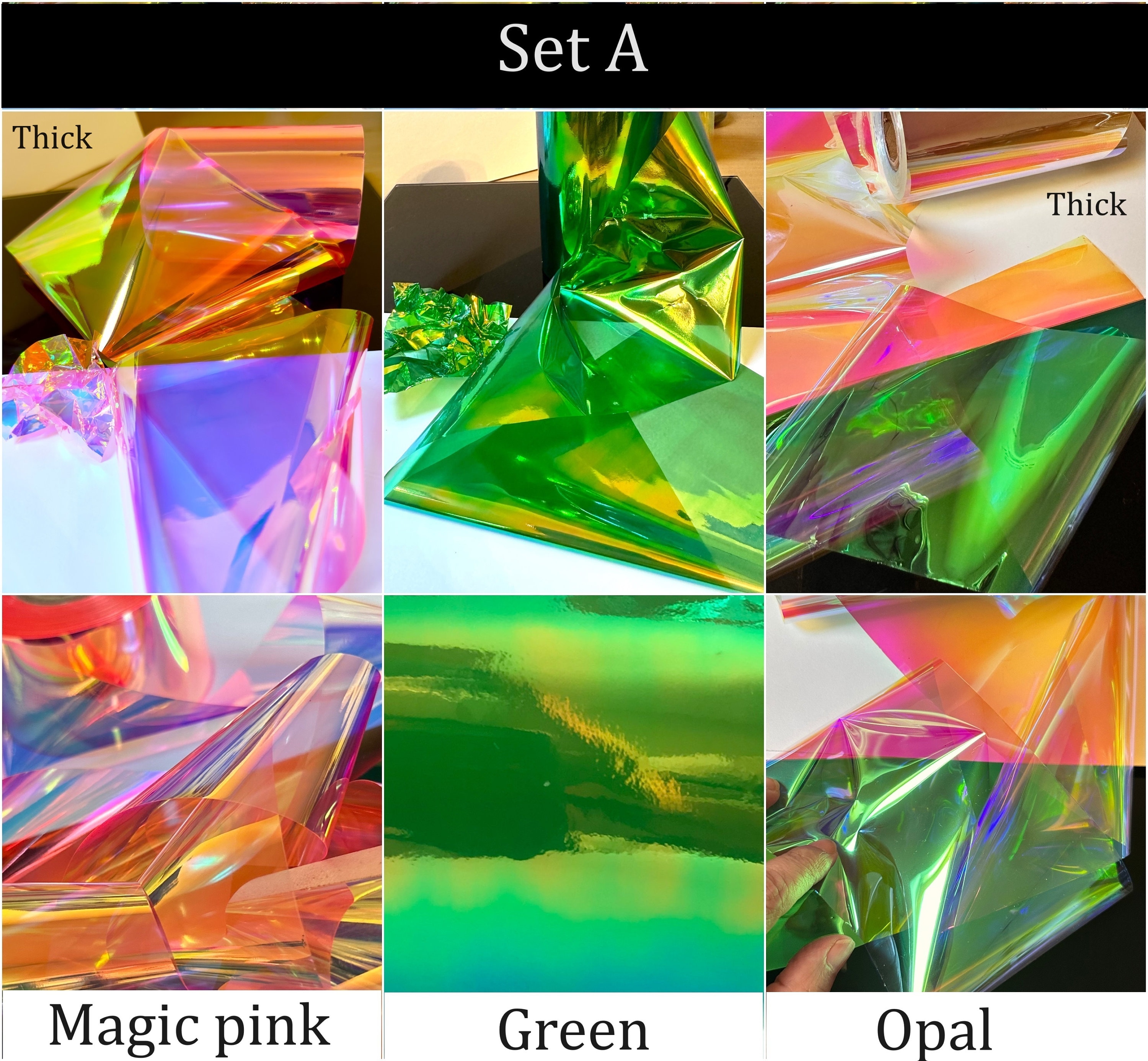 Thick Colorful Opal, Fire Opal Glass Paper Iridescent Dichroic Film ...