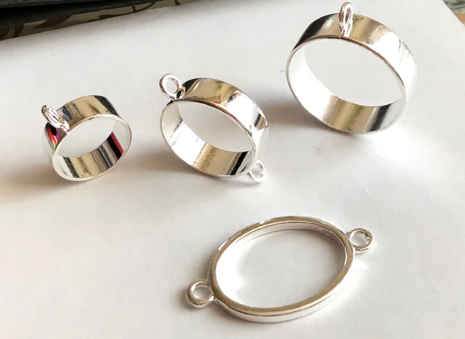 High Polished Silver Plated Open Back Bezel Pendant Round Two - Etsy UK