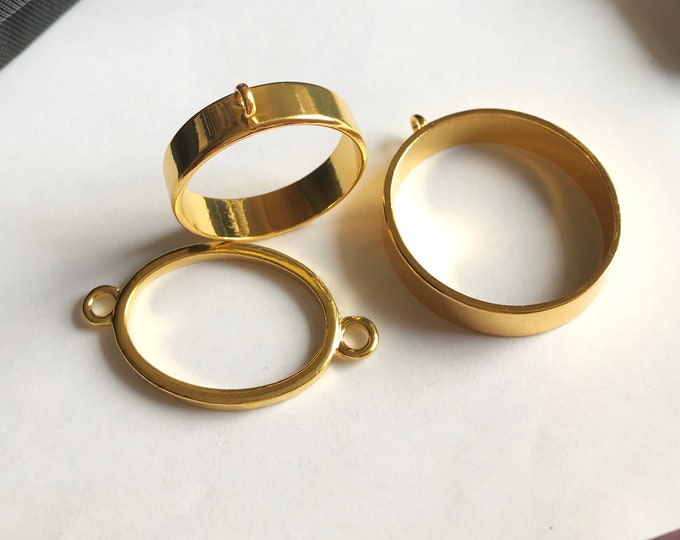 High Quality Round Gold Tone Framework Open Back Bezels Pendant Blanks ...