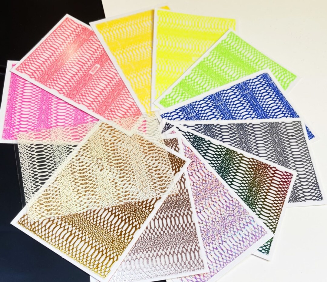 Lase Holographic Neon Hollow Nail Decal 3D Nail Sticker - Etsy