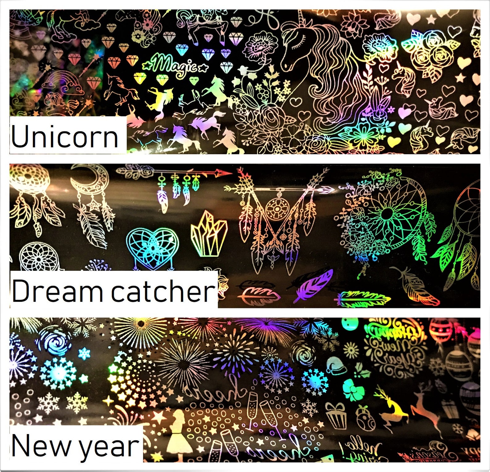 Holographic Transparency Film Nail Foils Transfer Sticker | Etsy