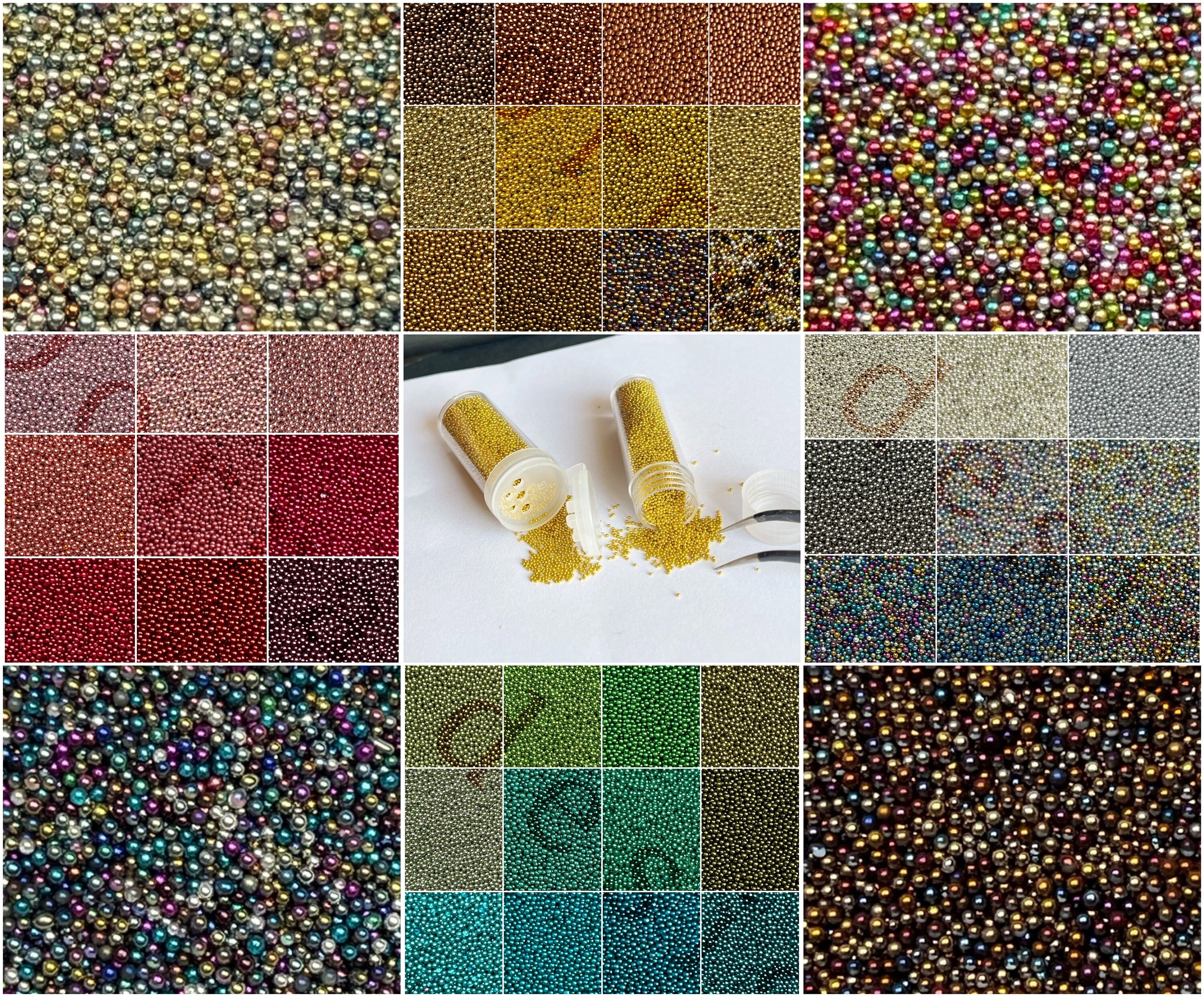 Metallic Glass Micro Caviar Fairy Beads No Hole 0.6mm -1mm Caviar ...