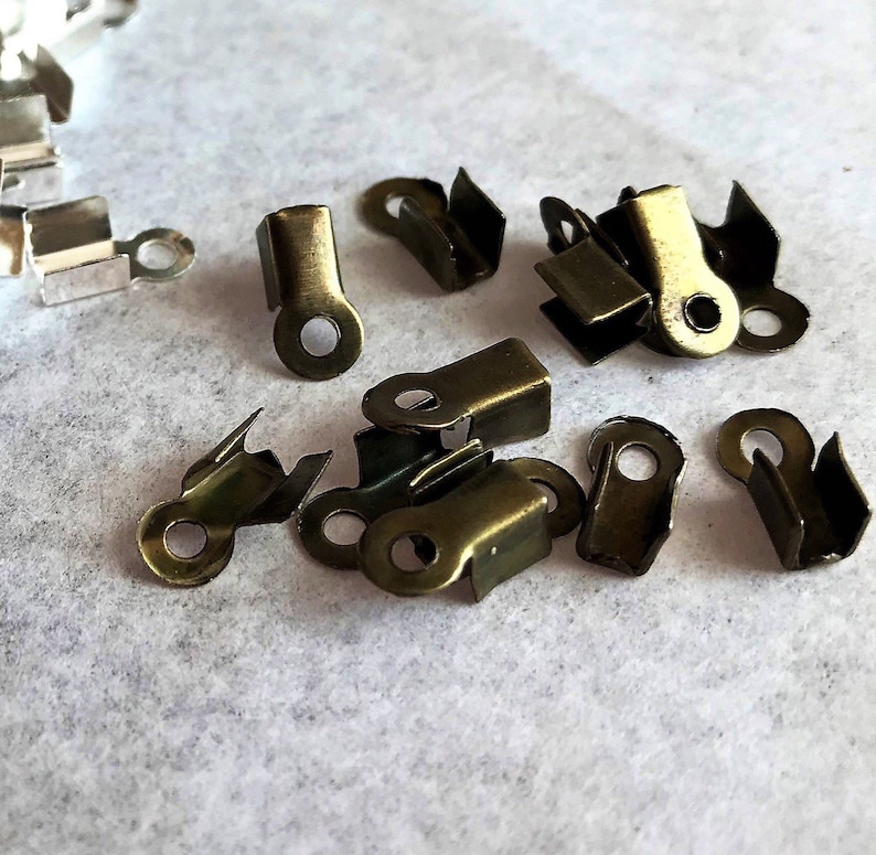 20 Pcs 3x8mm End Crimp Beads Cover Clasps Cord End Caps String Ribbon ...