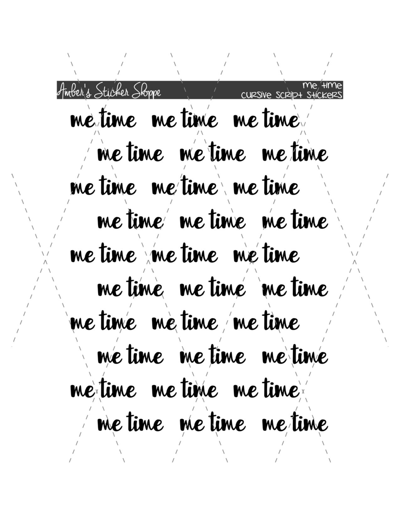 Me Time Cursive Lettering Script Planner Stickers | Etsy