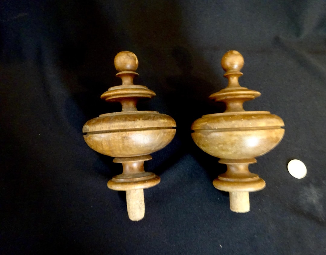Antique Wood Finials, French Vintage Shelf Decor Furniture 102 Craft ...