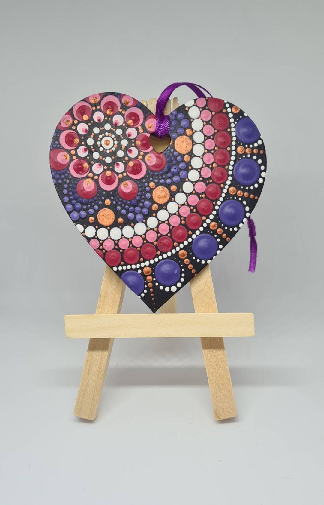 Hand Painted Heart Mandala Hanging Decoration - Etsy