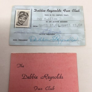 1960’s Debbie Reynold’s Fan Club Cards - Etsy