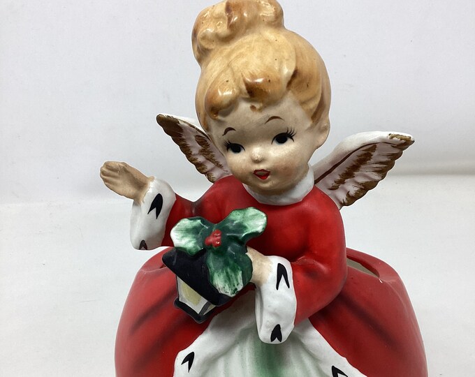 1950s Napco Christmas Angel With Holly and Lantern Planter - Etsy