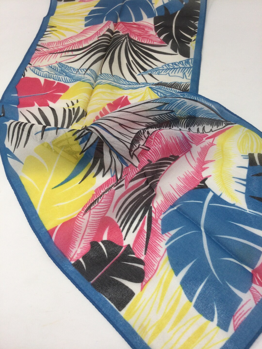 Mid Century Tropical Leaf Silk Scarf - Etsy