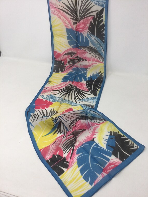 Mid Century Tropical Leaf Silk Scarf - Gem