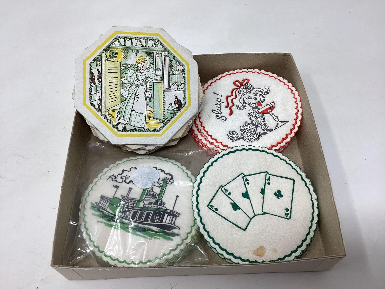 Lot of Four Different Styled Mid Century Beverage Coasters - Etsy