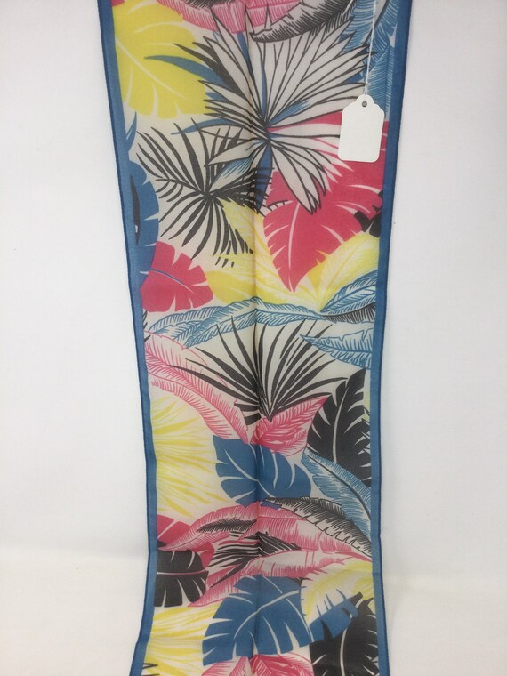 Mid Century Tropical Leaf Silk Scarf - Gem