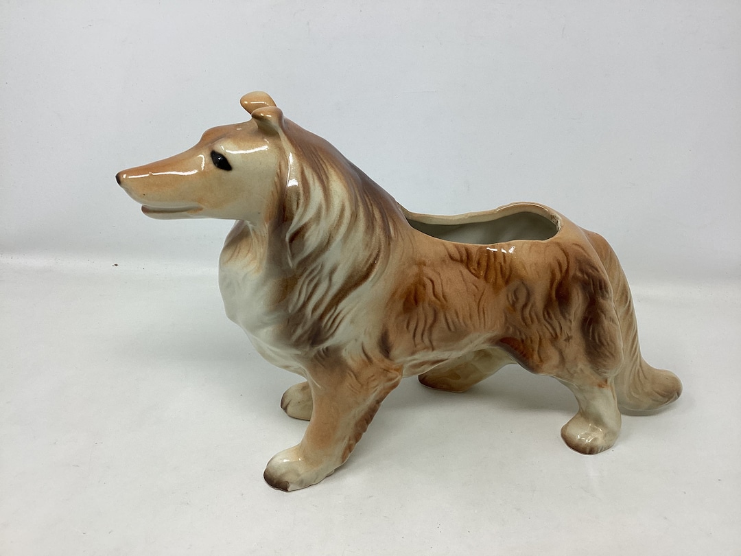 Large Circa 1950’s Ceramic Collie Planter - Etsy