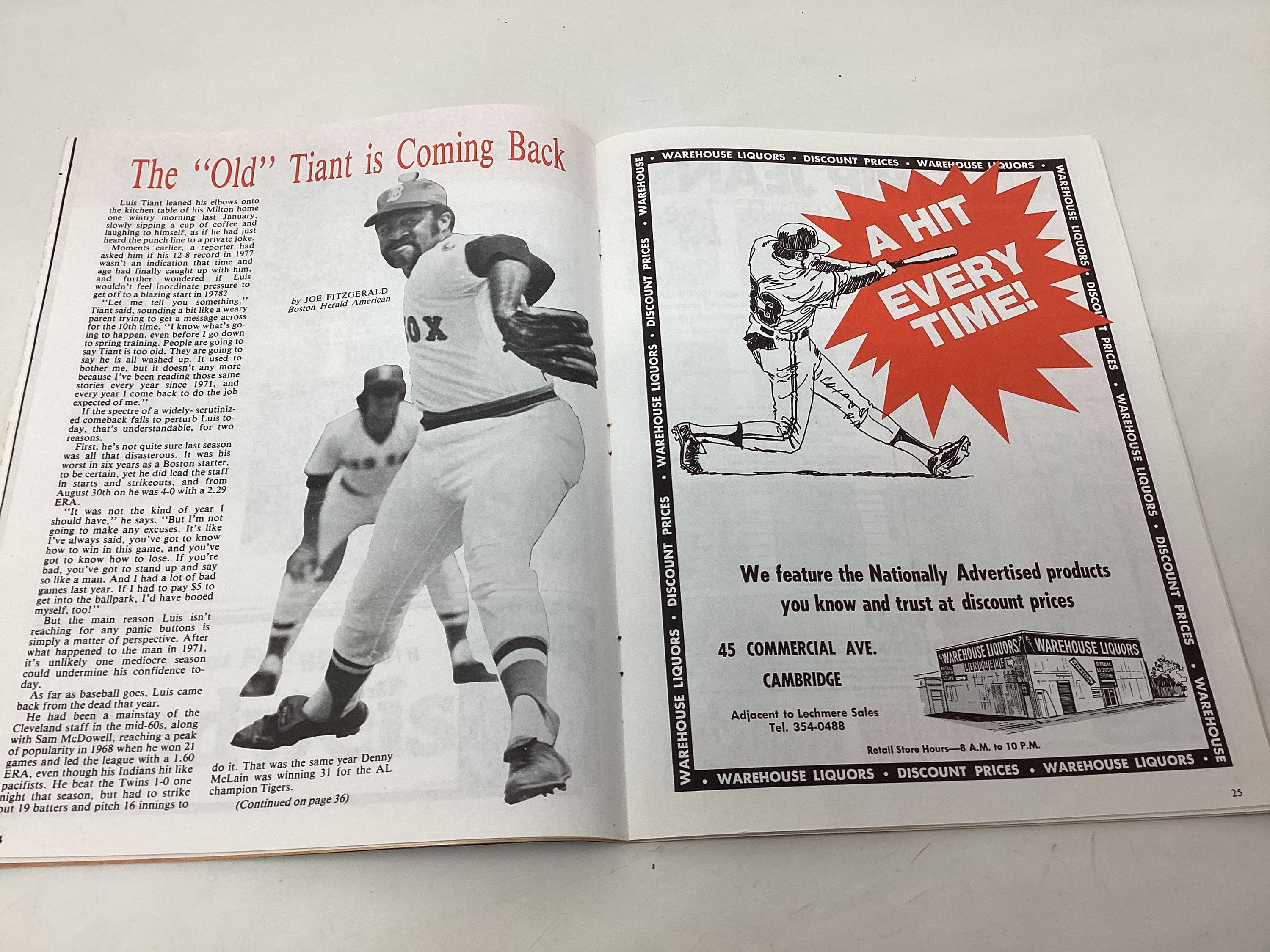 1978 Red Sox First Edition Official Scorebook Magazine - Etsy