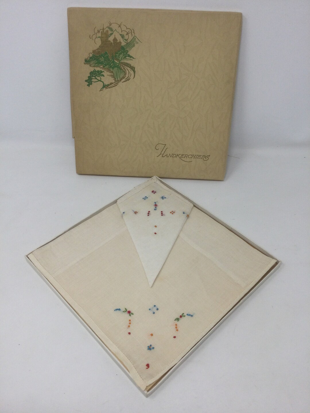 Circa 1930s Box With Two Original Linen Hankies - Etsy