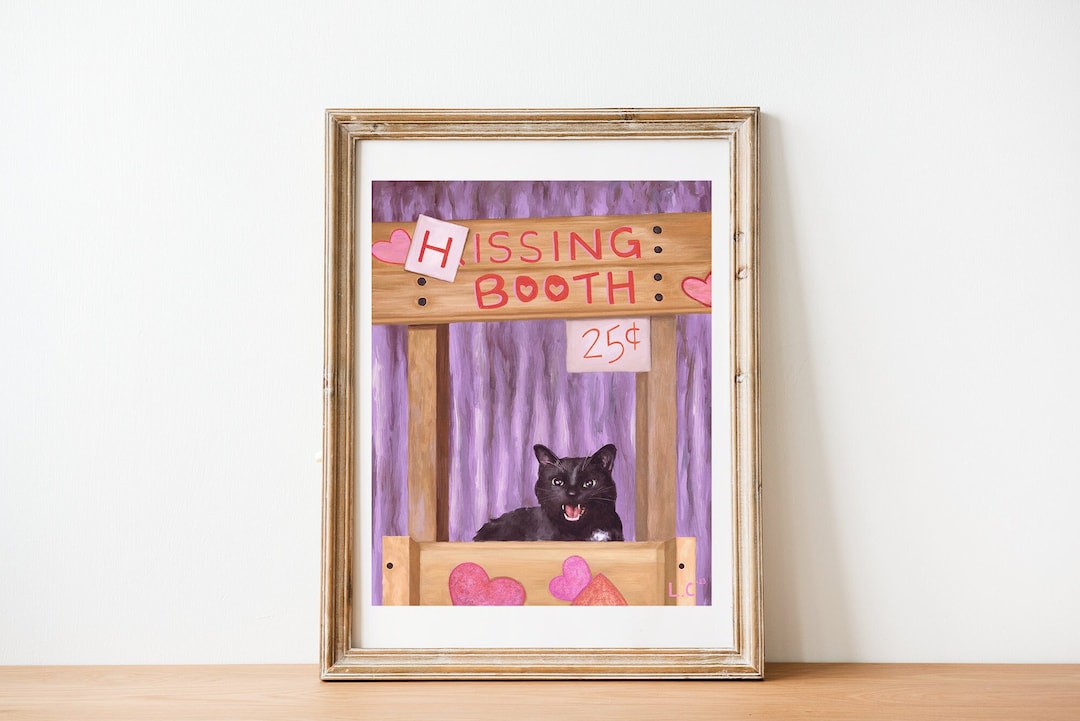 Hissing Booth Cute Original Cat Art Signed Funny Animal Print - Etsy