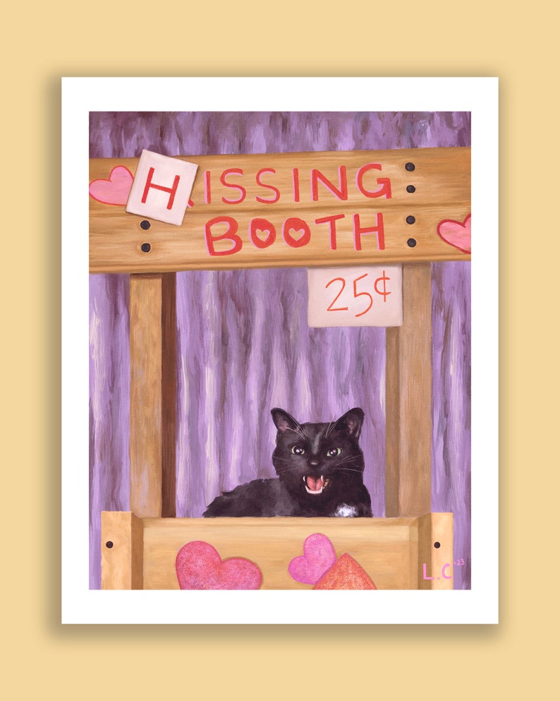 Hissing Booth Cute Original Cat Art Signed Funny Animal - Etsy