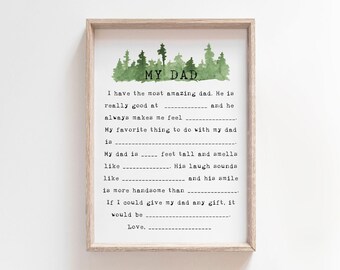 Printable Father's Day Gift My Dad Print Dad Libs | Etsy
