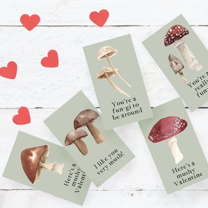 Watercolor Mushroom Valentine's Day Cards for Kids Woodland Themed DIY ...