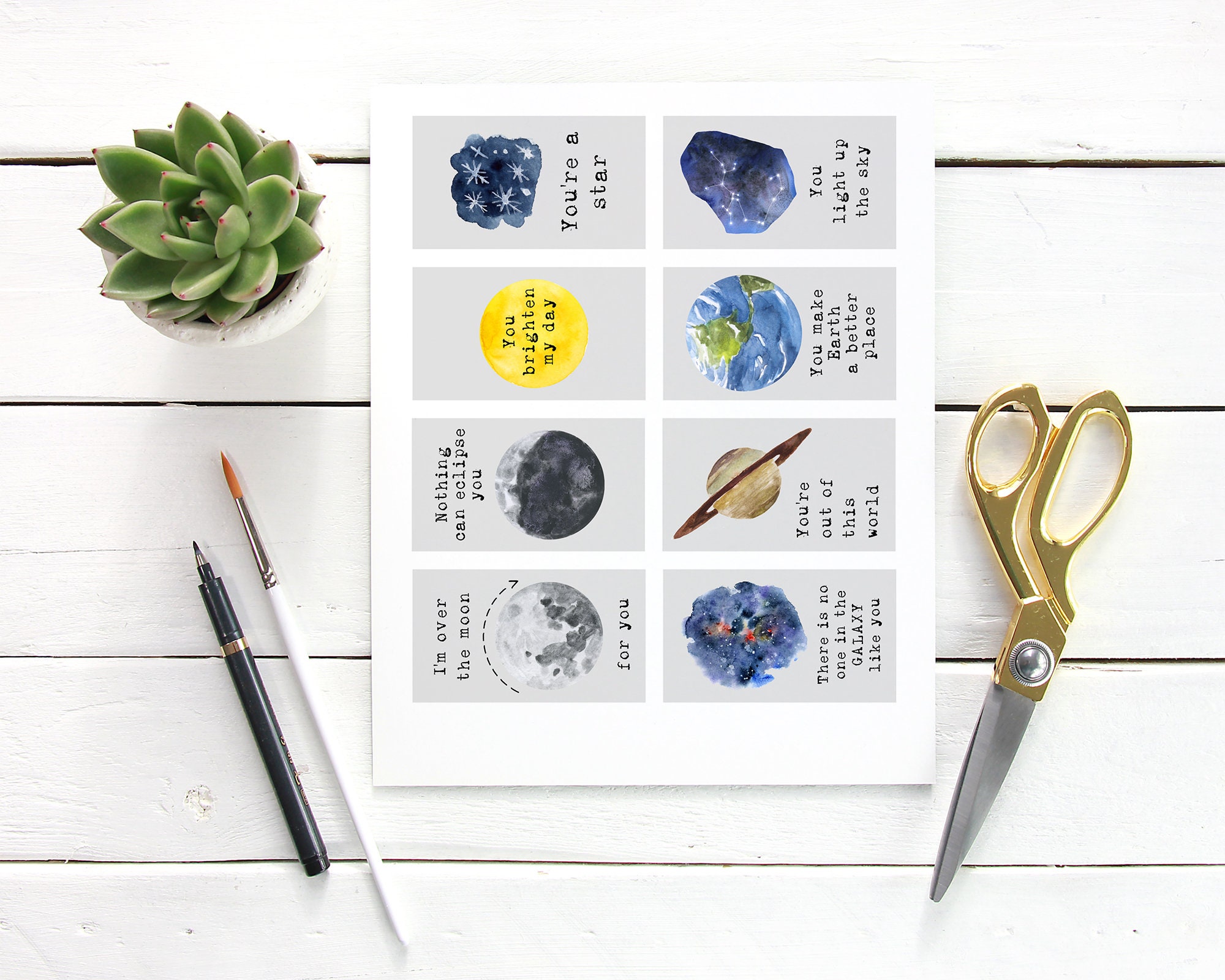 Space Valentine Card for Kids - Space Valentine Printables - Printable ...