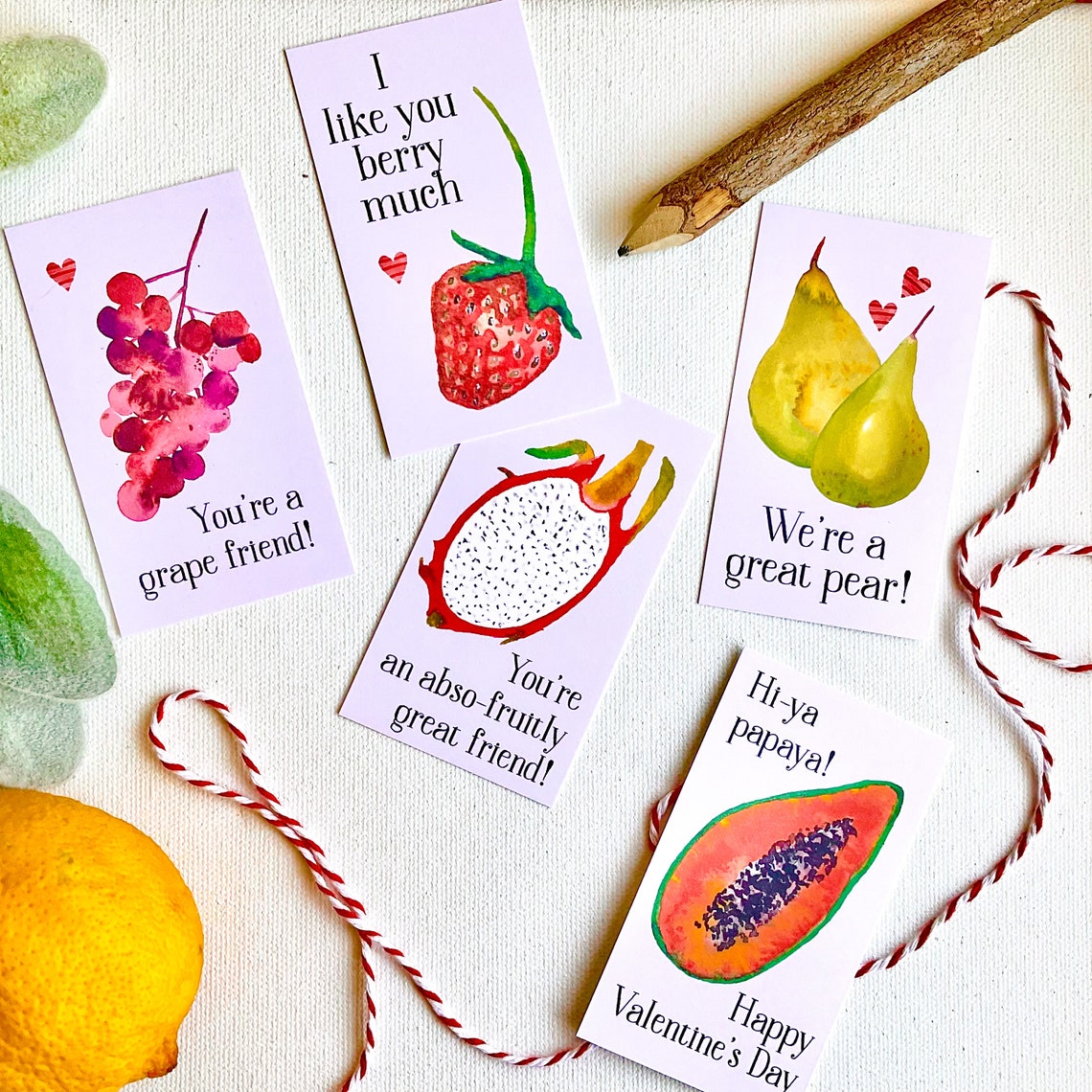 Printable Fruit Valentine Cards for Kids Punny Valentine | Etsy