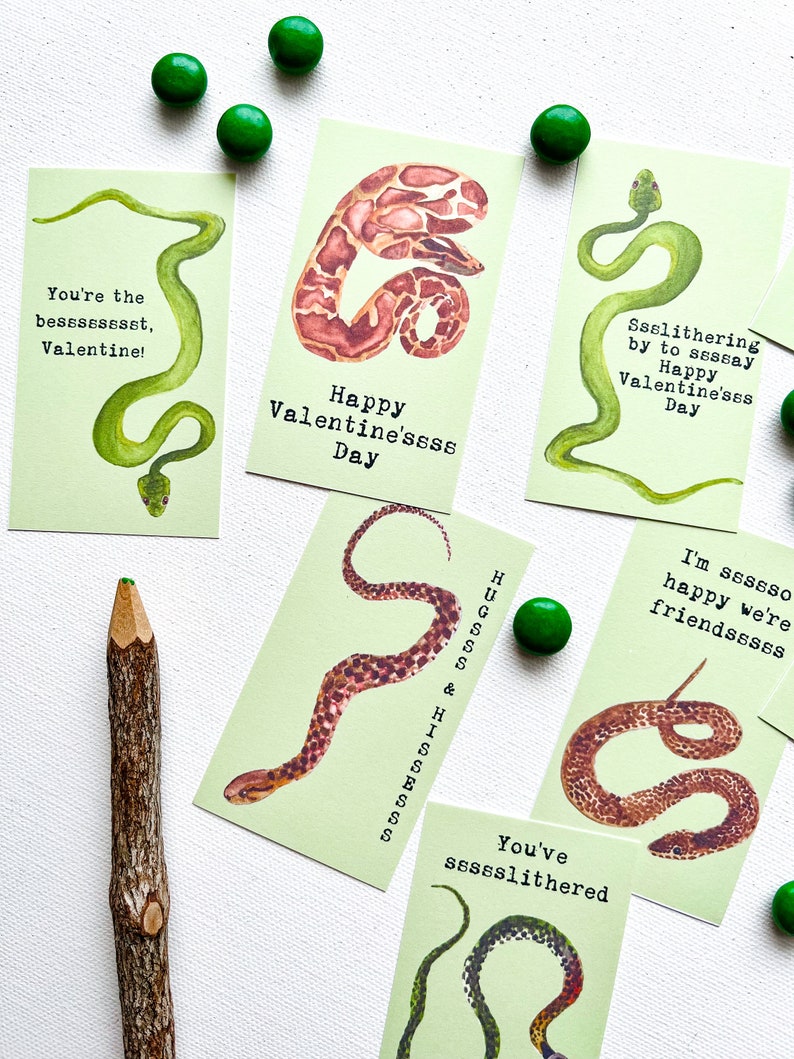 Printable Snake Valentine Cards for Kids Classroom - Etsy