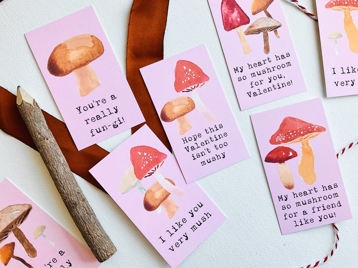 Mushroom Valentines for Kids Printable DIY Valentine's - Etsy