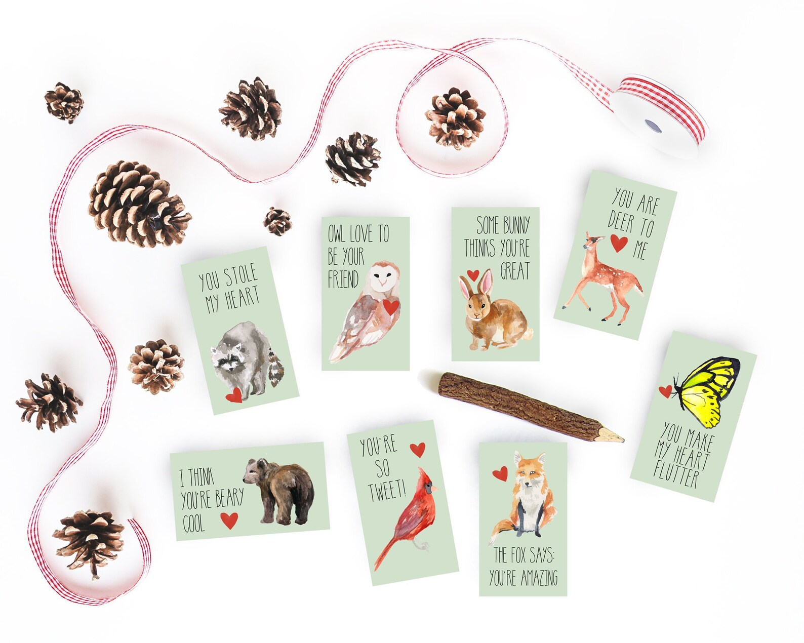 Printable Valentine Cards for Kids Woodland Animal Valentine - Etsy