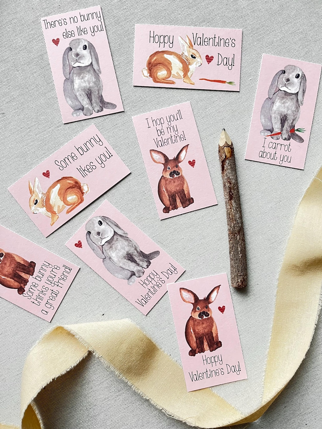 Printable Bunny Valentine Cards for Kids - Rabbit Valentine’s Day Cards ...