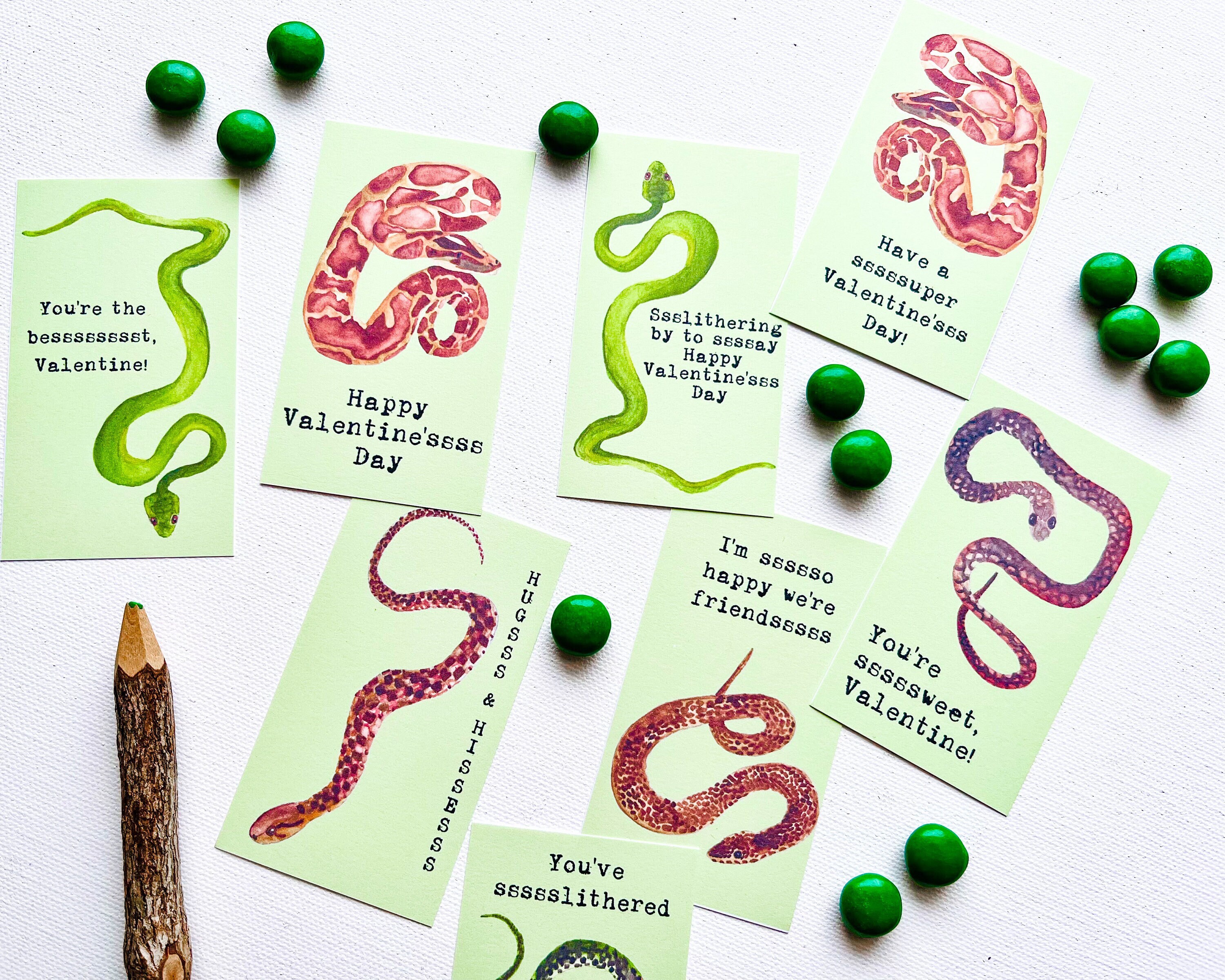 Printable Snake Valentine Cards for Kids Classroom - Etsy