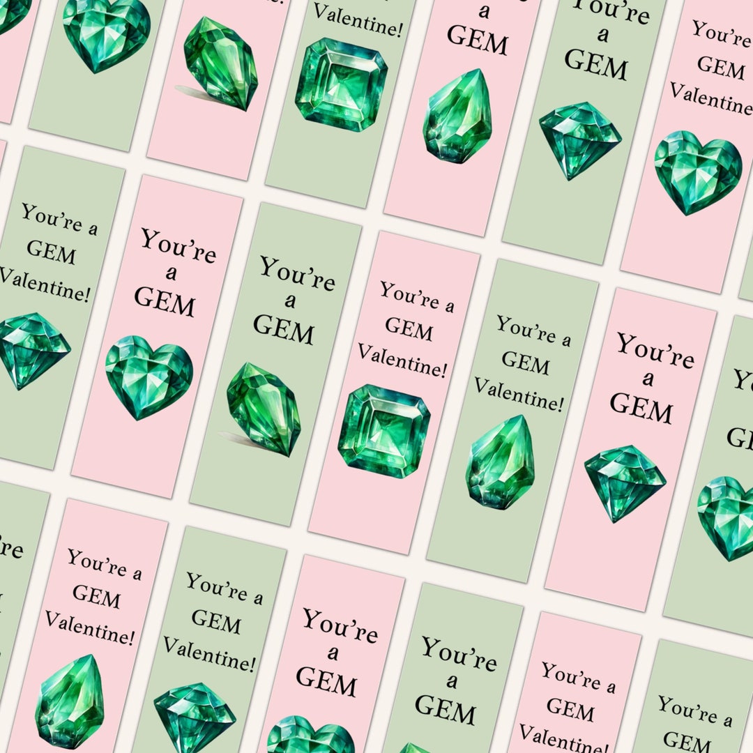 Printable Emerald Valentine Bookmarks You're a GEM Valentine Valentine ...