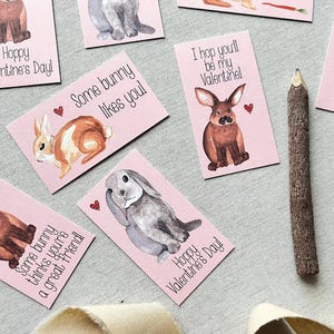 Printable Bunny Valentine Cards for Kids - Rabbit Valentine’s Day Cards ...
