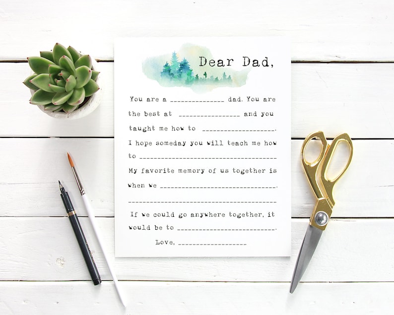 DIY Father's Day Gift for Dad - Dear Dad Fill in Printable - Dad Libs ...