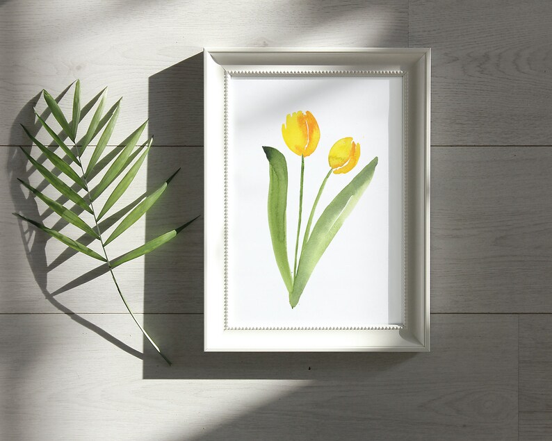 Printable Set of 2 Yellow Tulip Prints Tulip Wall Art | Etsy