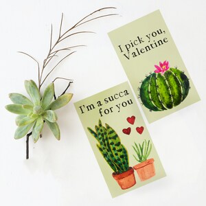 Succulent Valentines for Kids - Printable DIY Valentine's Day Cards for ...